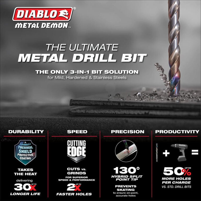 Diablo Metal Demon Drill Bits for Mild, Stainless, & Hardened Steel
